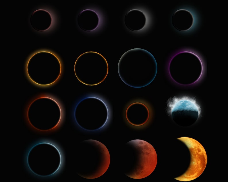 100 Moon PNG Overlays Crescent Moon Phases Red Moon Eclipse | Etsy