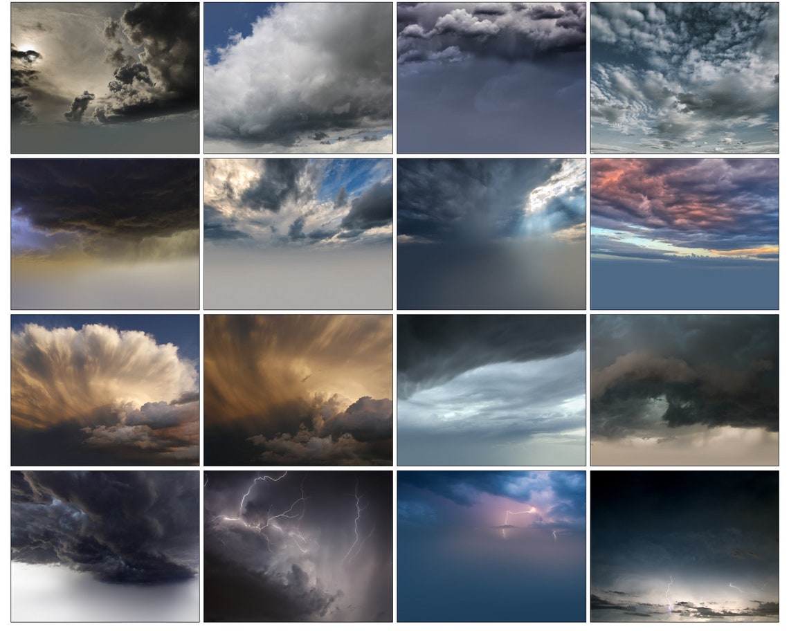 290 Storm and Lightning Sky Overlays, Photoshop Effects (digital ...