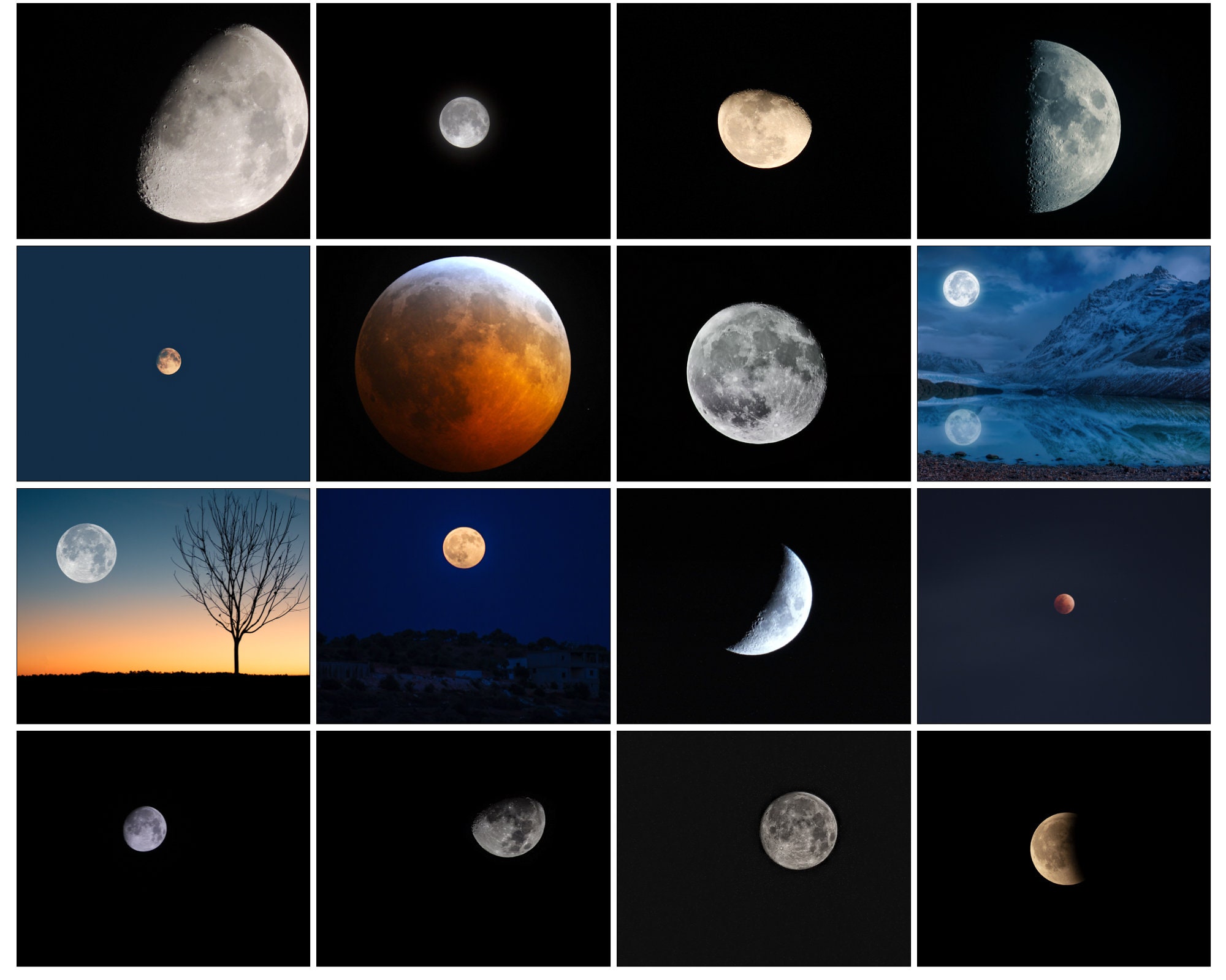 170 Moon Overlays, Moon Phases, Red Moon Overlay, Eclipse Moon Overlay ...