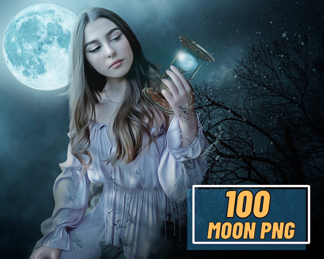 100 Moon PNG Overlays, Crescent Moon Phases, Red Moon Eclipse Overlay ...