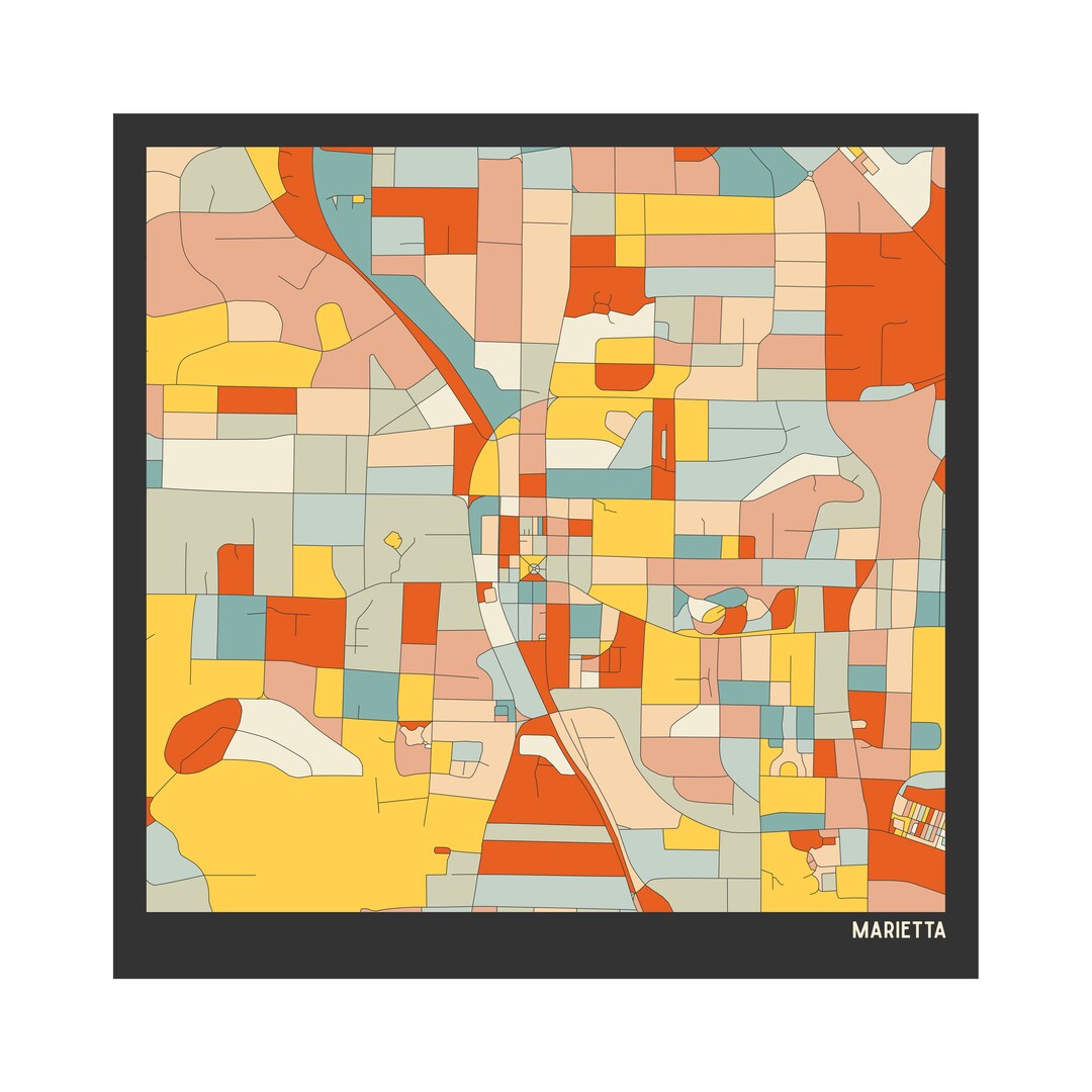 MARIETTA, Georgia, Street Map - Fine Art Giclée Print - Museum Quality ...