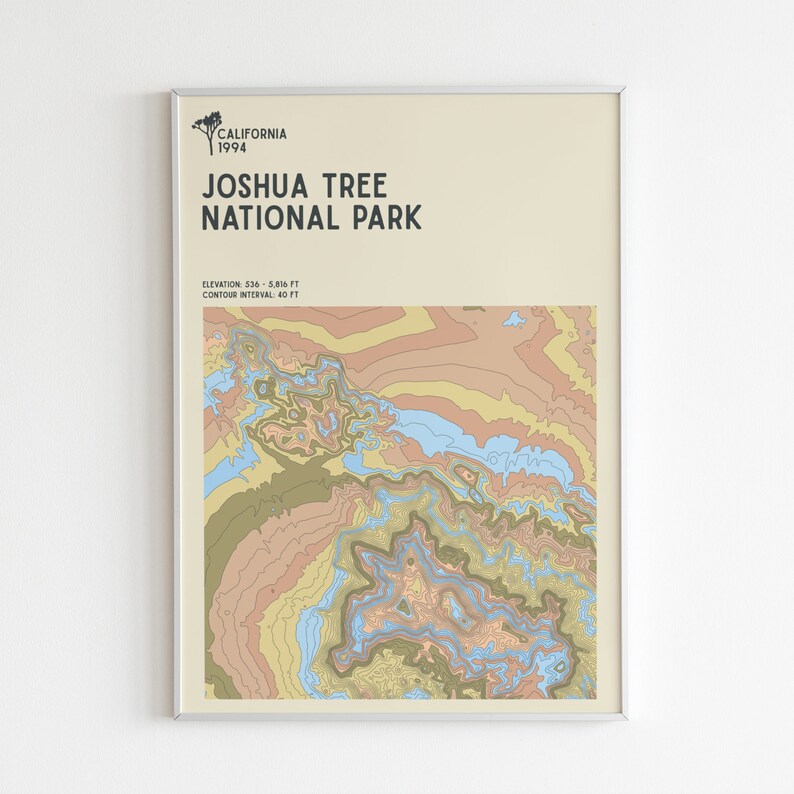 JOSHUA TREE National Parks Series Topographic Contour Map | Etsy