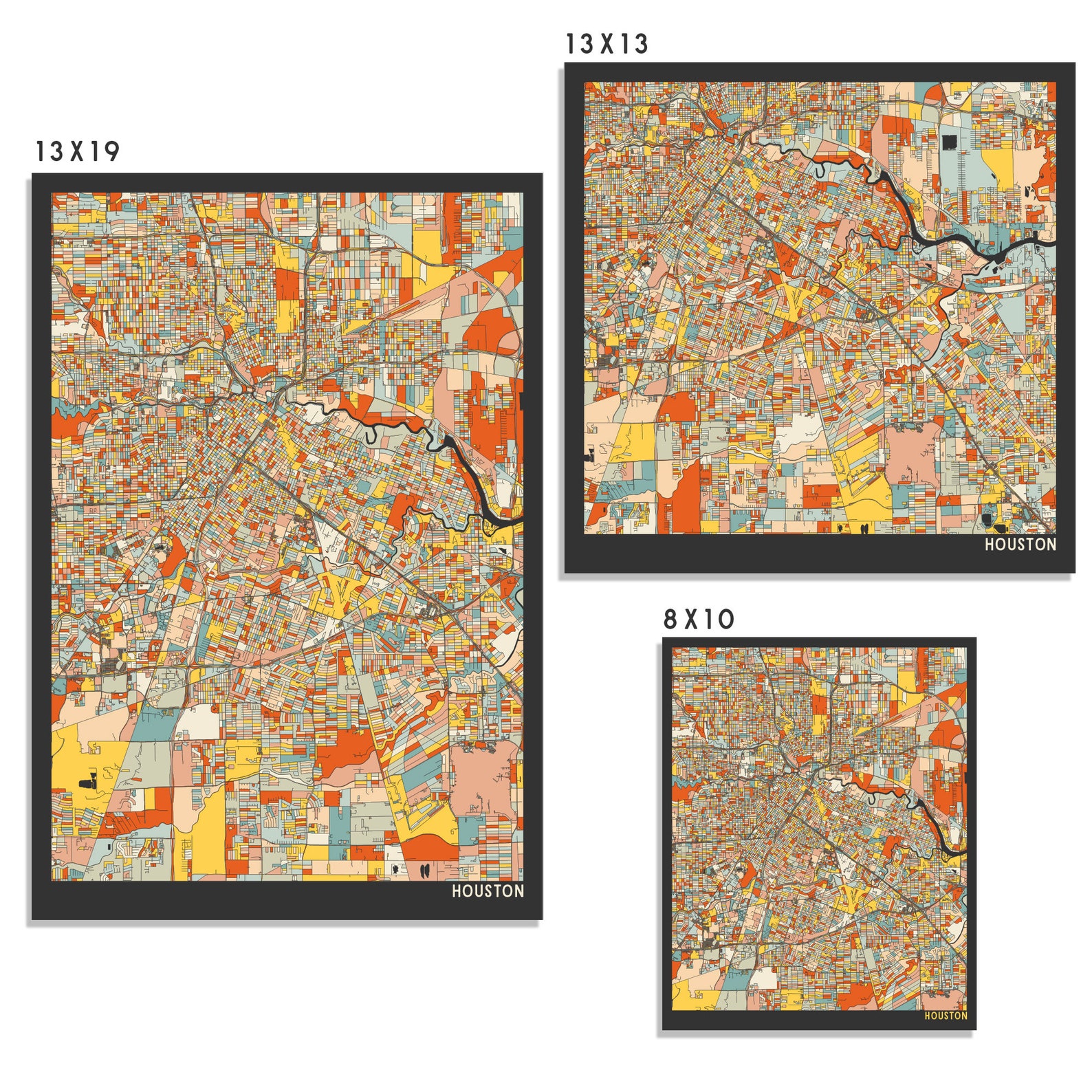 HOUSTON MAP Fine Art Giclée Print Museum Quality - Etsy