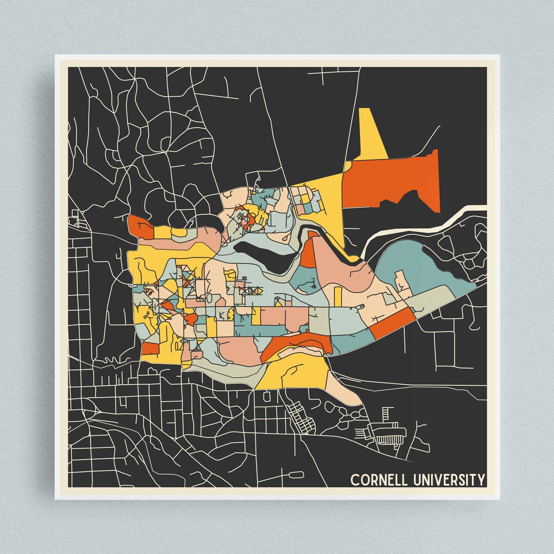 CORNELL UNIVERSITY MAP - Fine Art Giclee Print - Museum Quality - Etsy