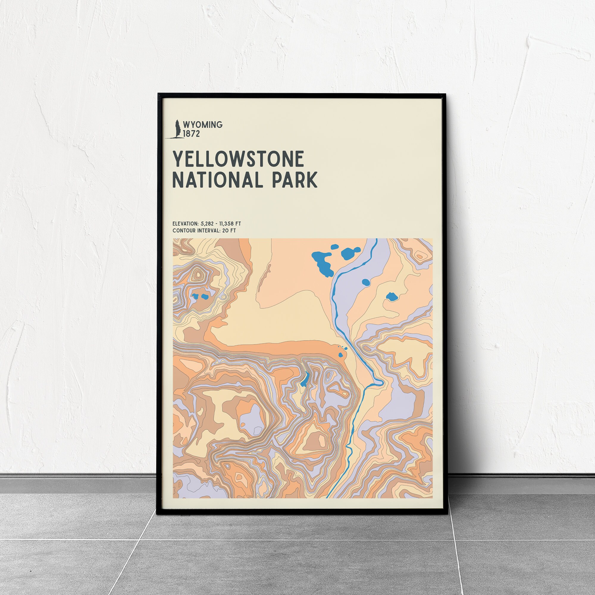 YELLOWSTONE National Parks Series Topographic Contour Map - Etsy