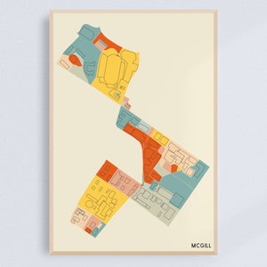 MCGILL UNIVERSITY - Campus Map - Fine Art Giclee Print - Museum Quality ...
