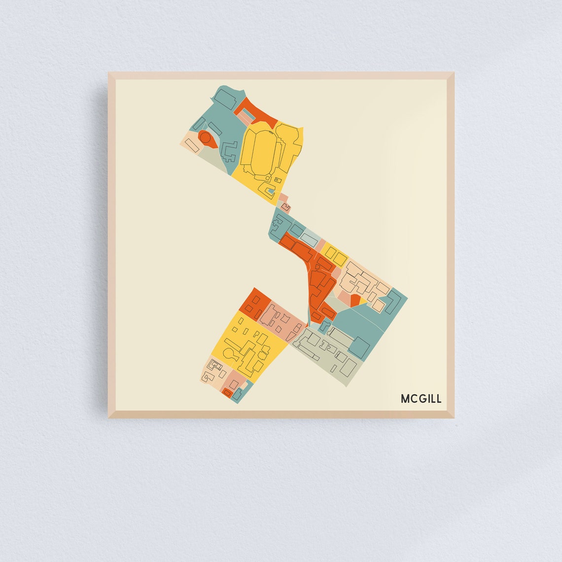 MCGILL UNIVERSITY - Campus Map - Fine Art Giclee Print - Museum Quality ...