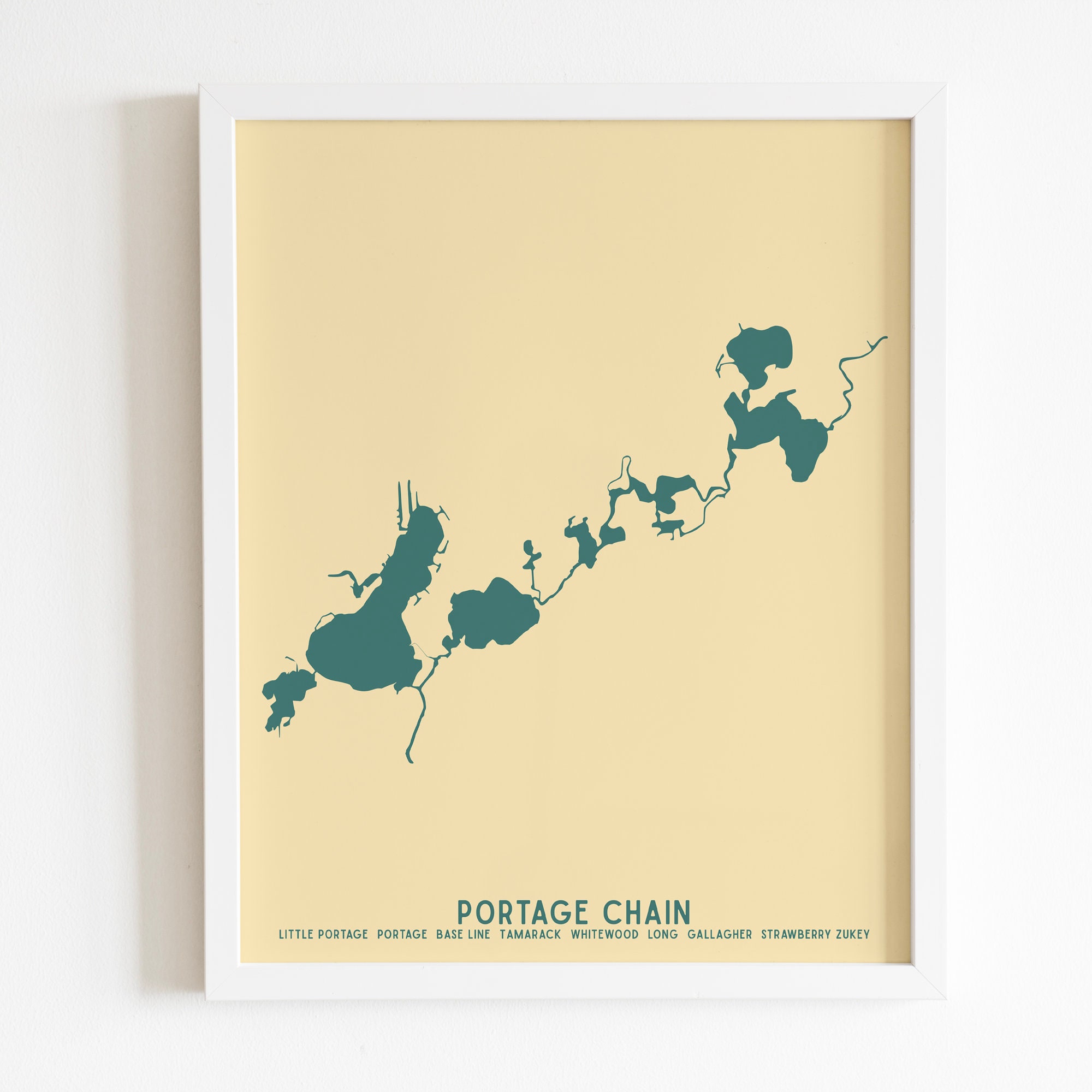 PORTAGE CHAIN of LAKES (michigan) Map - Fine Art Giclée Print - Museum ...