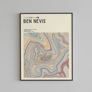 BEN NEVIS, Scotland - Topographic Contour Map - Fine Art Giclée Print ...