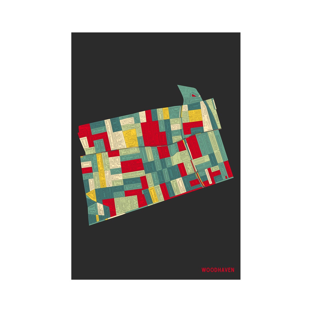 WOODHAVEN, QUEENS NYC Neighborhood Map Fine Art Giclée Print Museum ...