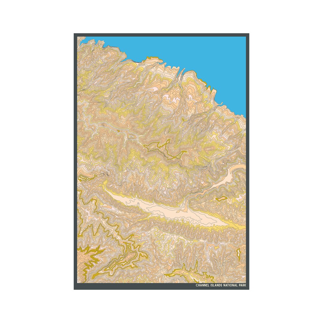 CHANNEL ISLANDS - National Park - Topographic Contour Map - Fine Art ...