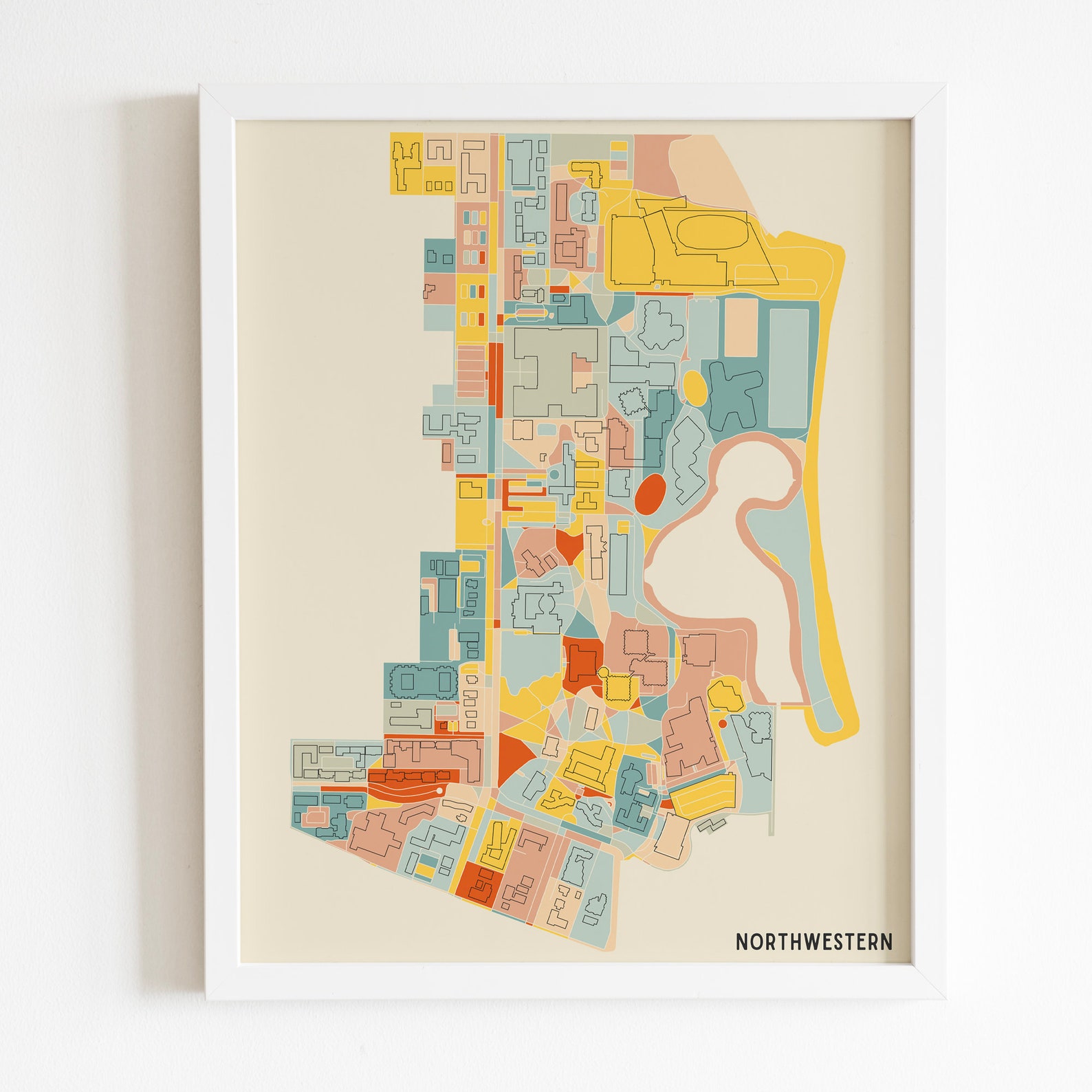 NORTHWESTERN UNIVERSITY - Campus Map - Fine Art Giclée Print - Museum ...