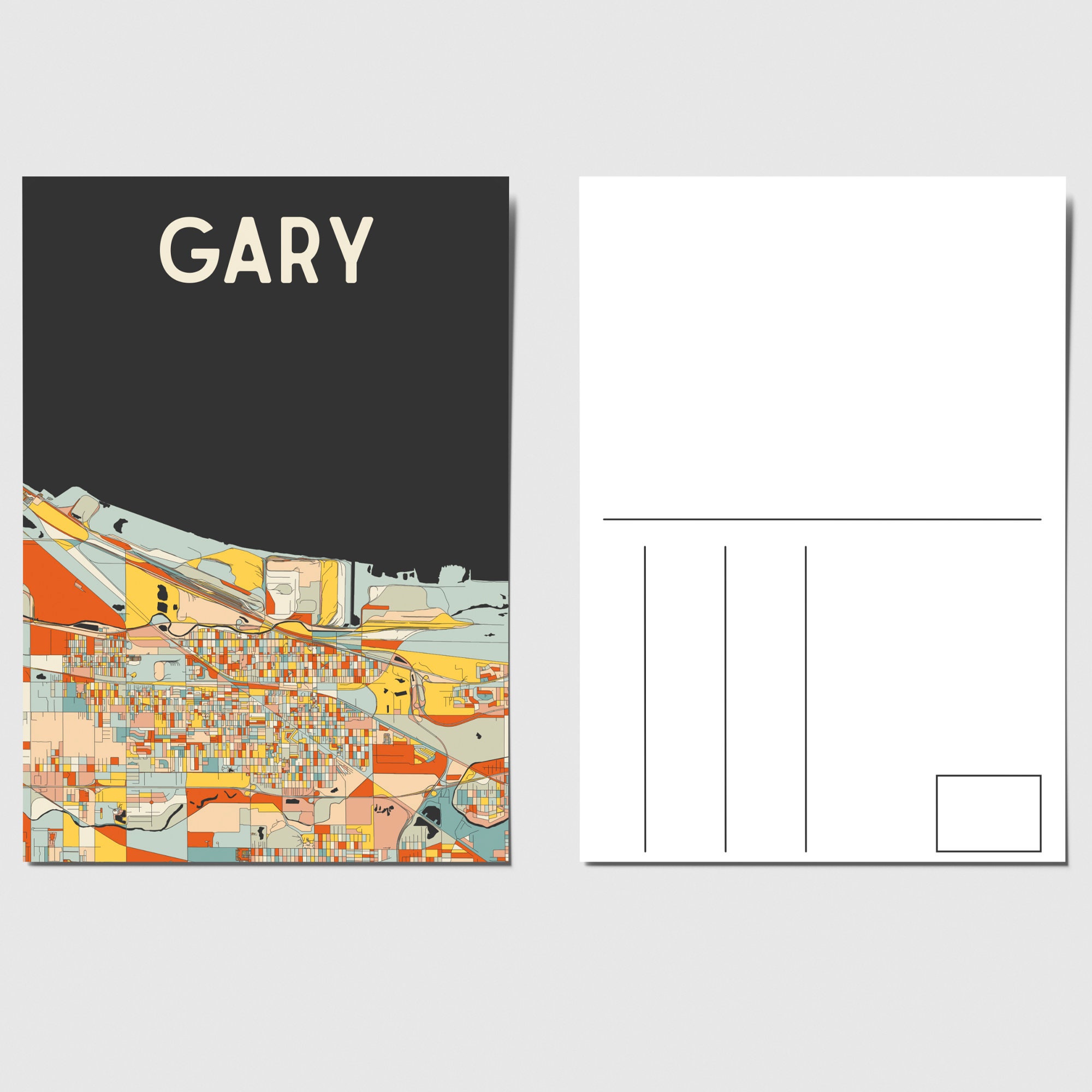 GARY INDIANA MAP Fine Art Giclée Print Museum Quality | Etsy
