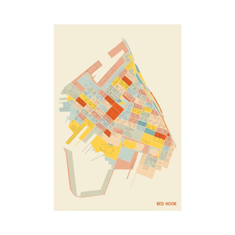 RED HOOK BROOKLYN Map Fine Art Giclée Print Museum Quality - Etsy