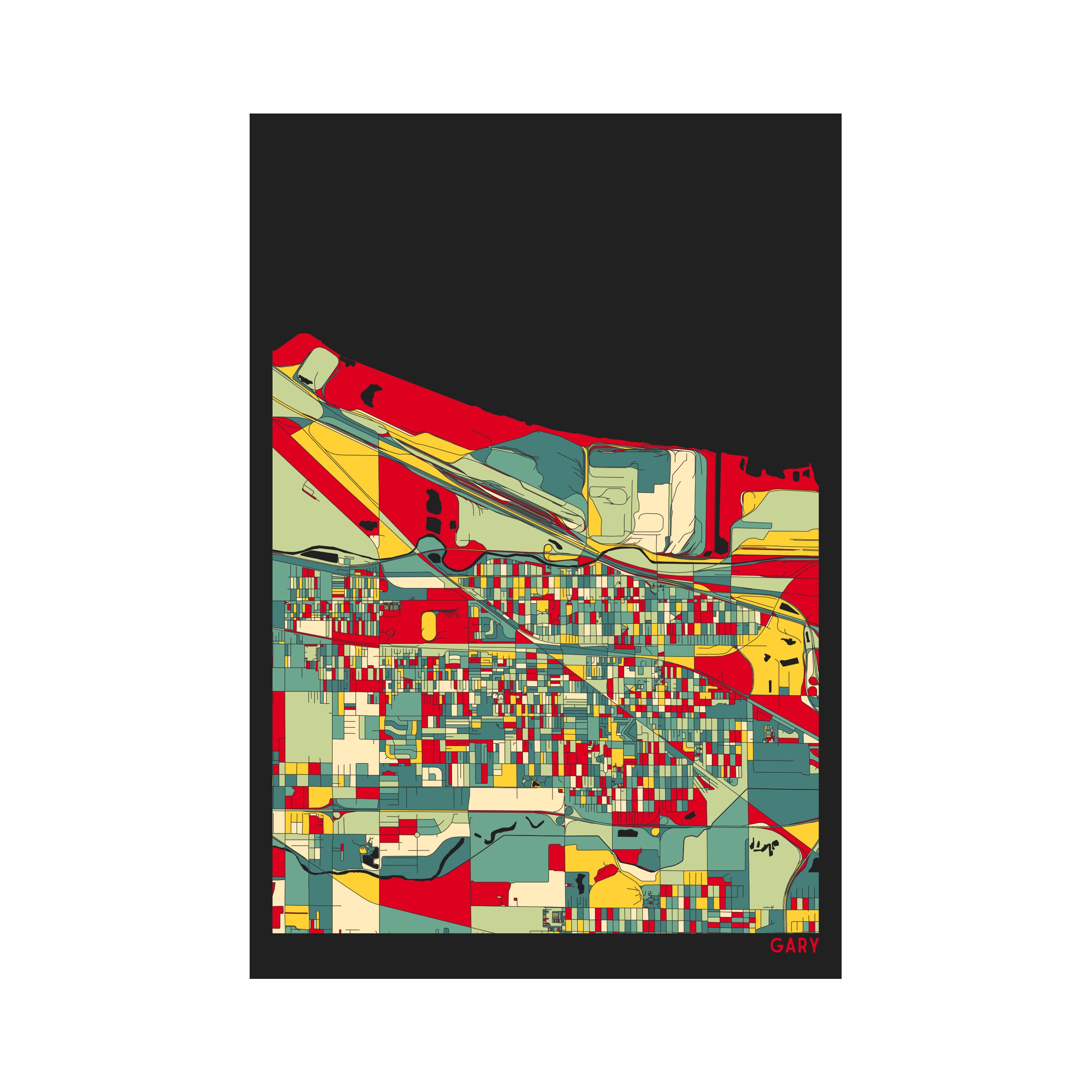 GARY INDIANA MAP Fine Art Giclée Print Museum Quality | Etsy