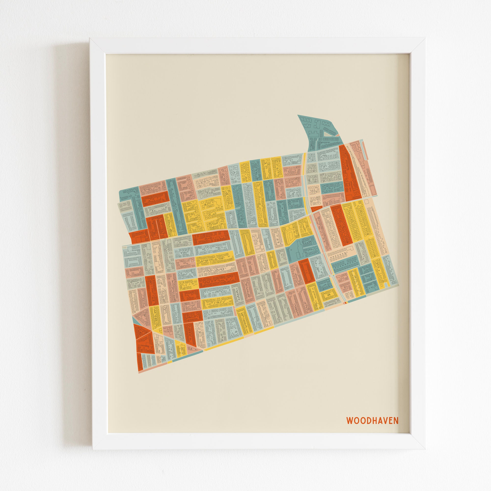 WOODHAVEN QUEENS NYC Neighborhood Map Fine Art Giclée | Etsy