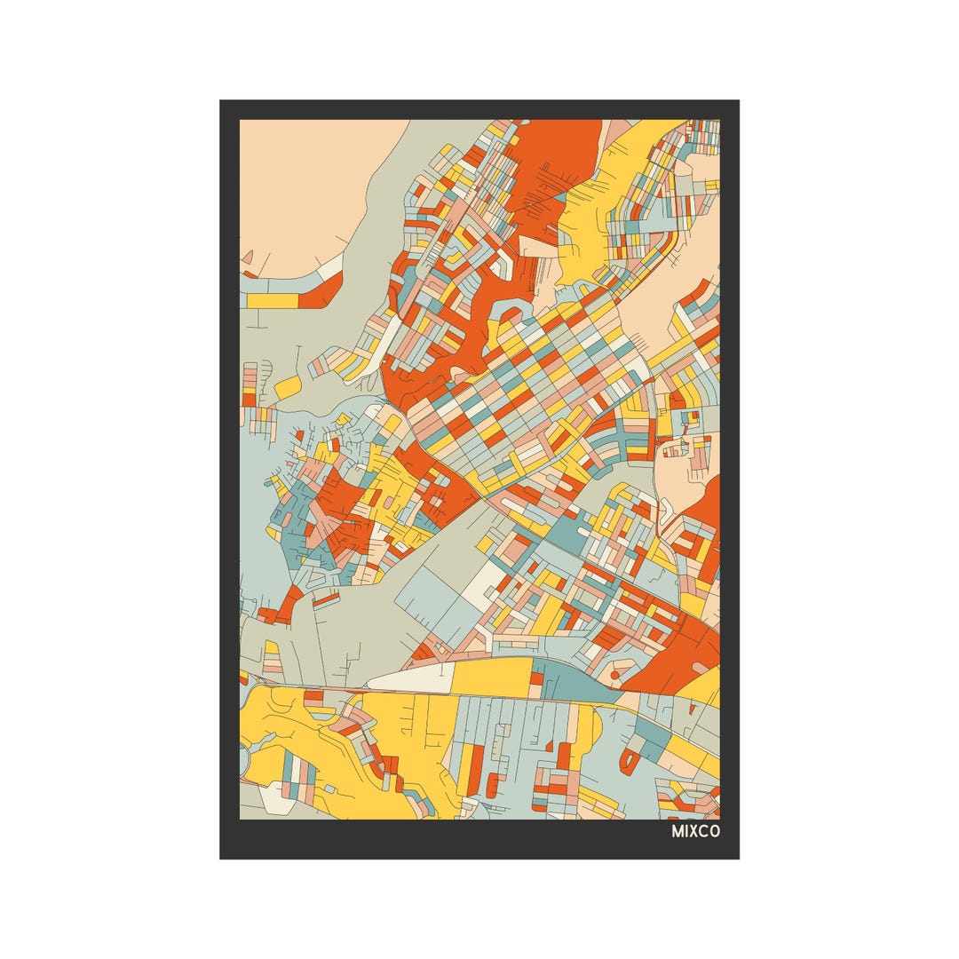 MIXCO, Guatemala, Street Map - Fine Art Giclée Print - Museum Quality ...
