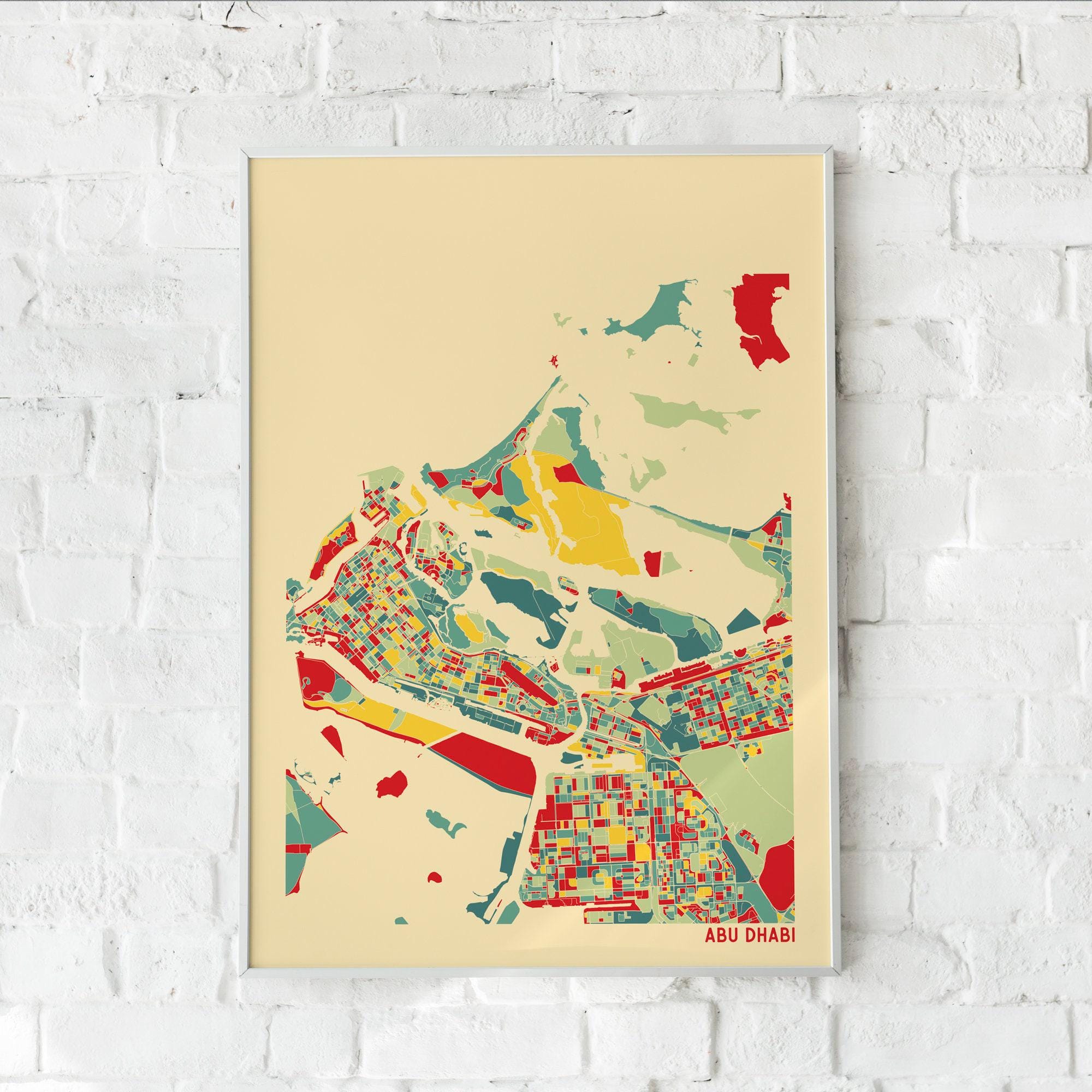 ABU DHABI, United Arab Emirates Map - Fine Art Giclée Print - Museum ...