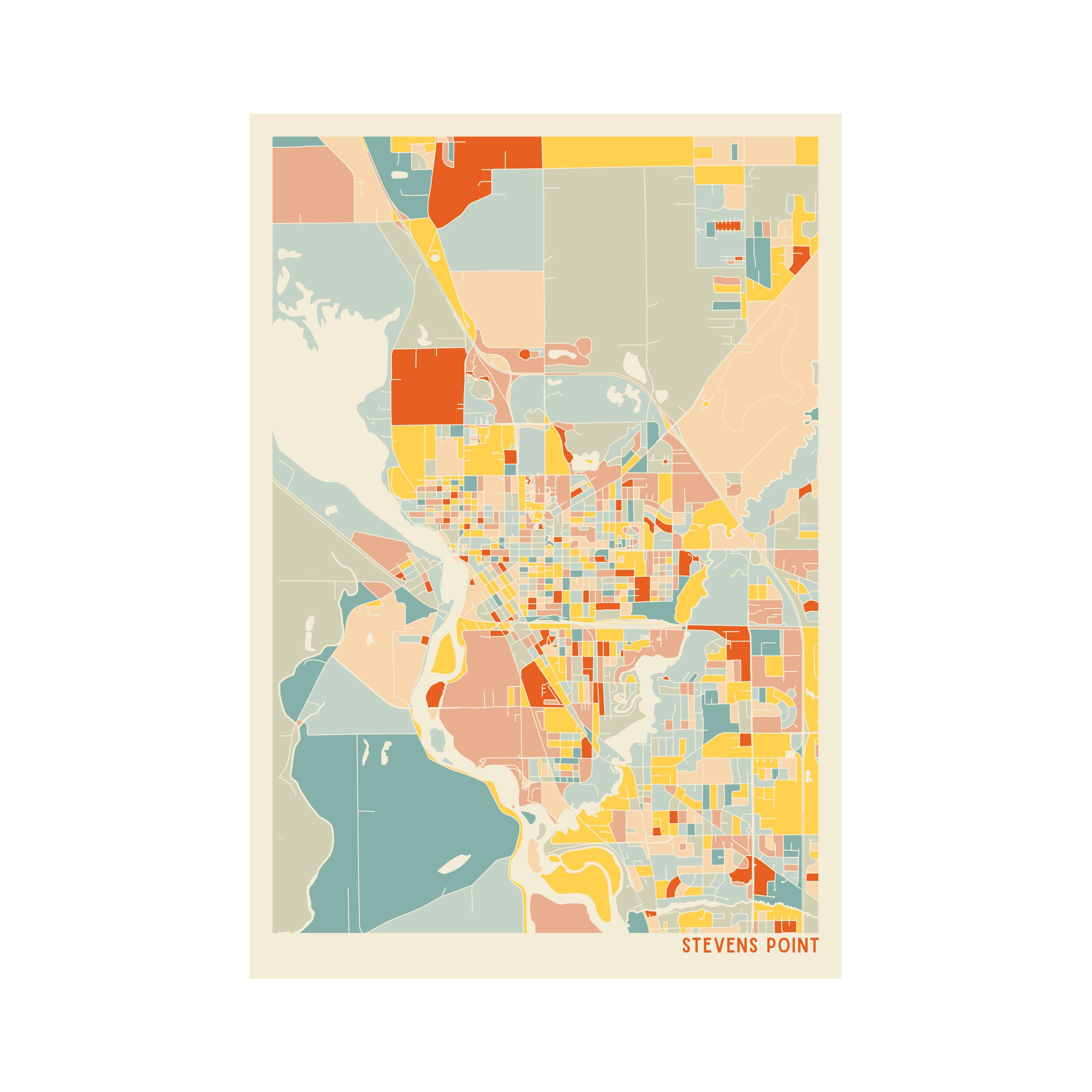 STEVENS POINT WISCONSIN Map Fine Art Giclée Print Museum | Etsy