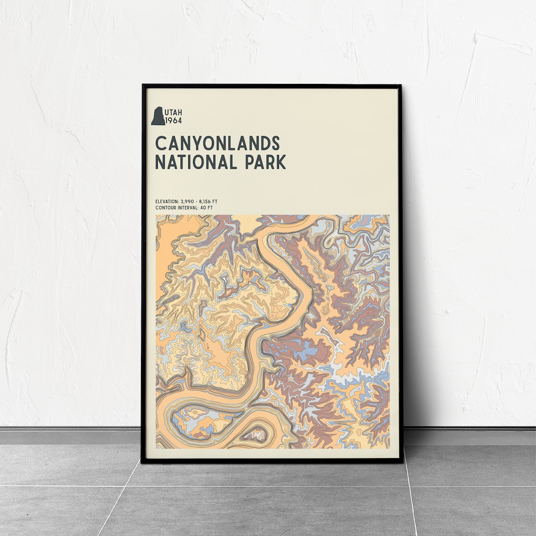CANYONLANDS - National Parks Series - Topographic Contour Map - Fine ...