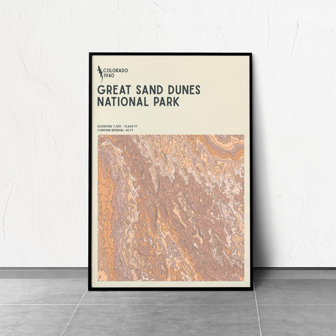 GREAT SAND DUNES - National Parks Series - Topographic Contour Map ...