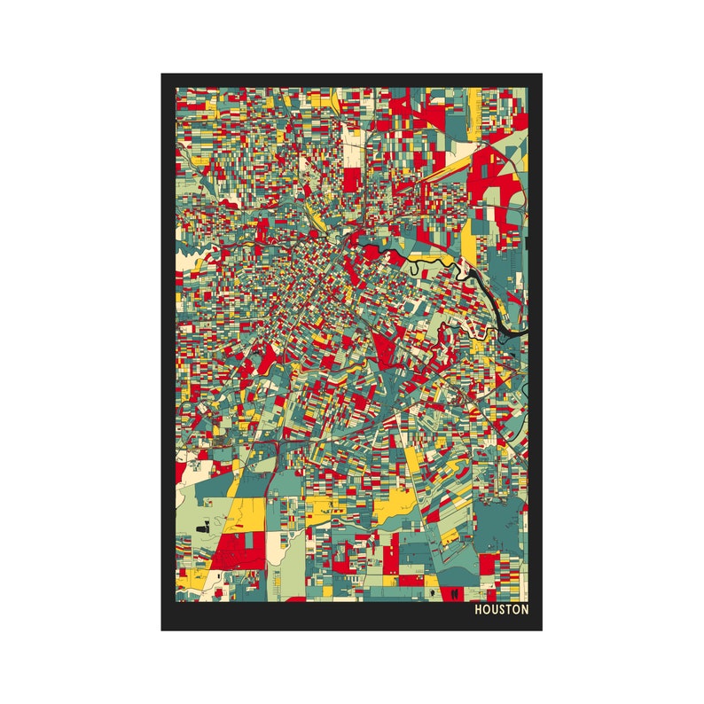 HOUSTON MAP Fine Art Giclée Print Museum Quality | Etsy