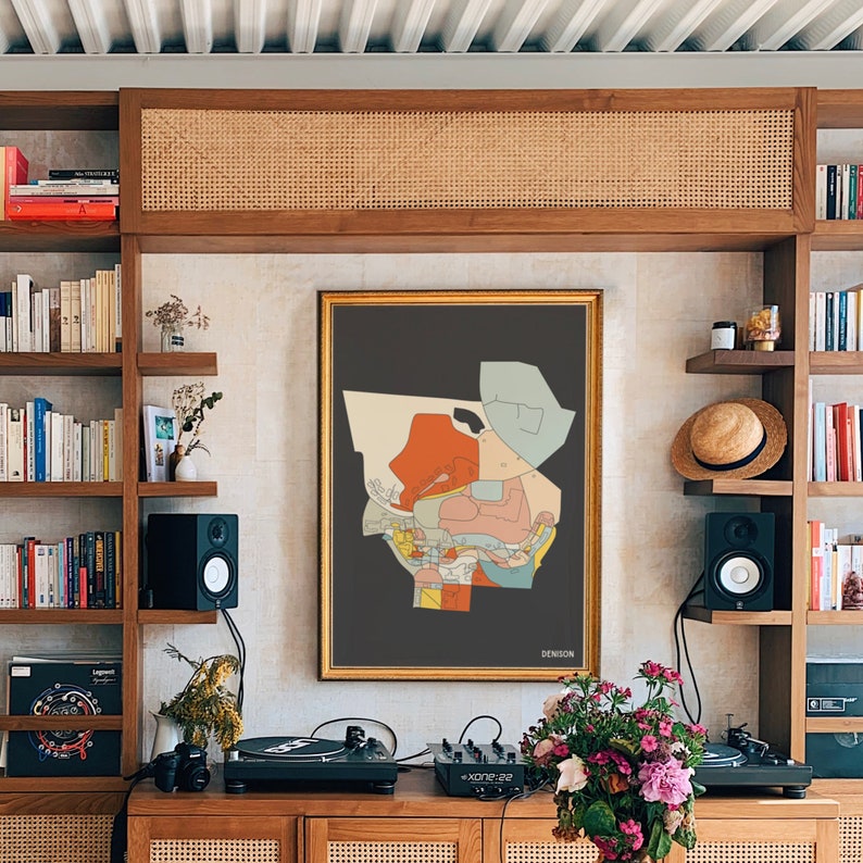 DENISON UNIVERSITY - Campus Map - Fine Art Giclée Print - Museum ...
