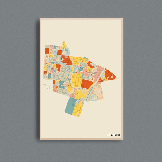 University Of Texas At Austin Map UT Austin Map Print Etsy