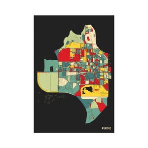 PURDUE UNIVERSITY - Campus Map - Fine Art Giclee Print - Museum Quality ...