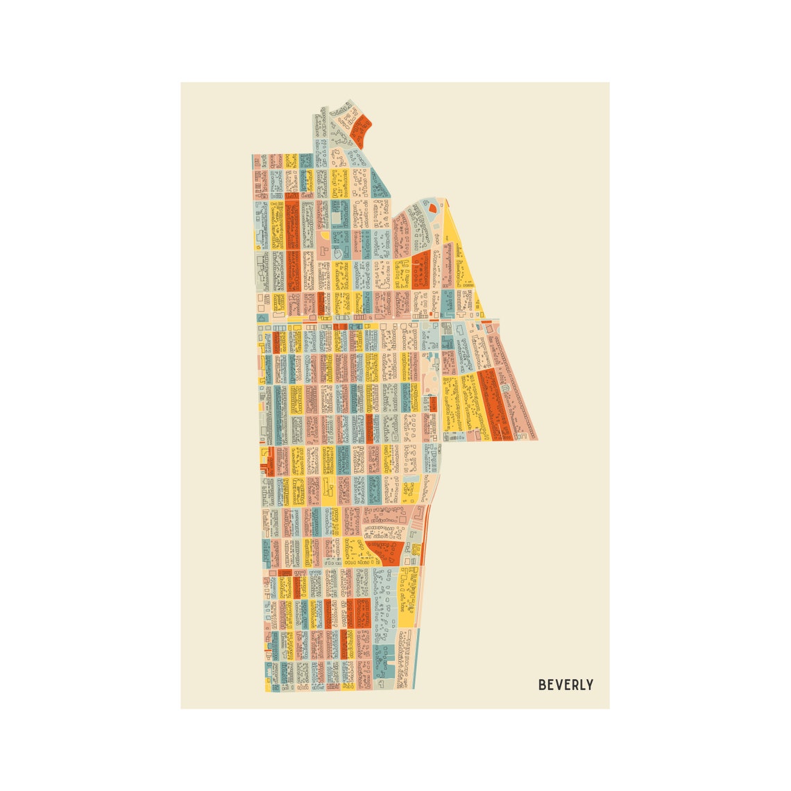 BEVERLY CHICAGO Neighborhood Map Fine Art Giclée Print | Etsy