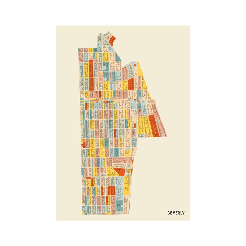 BEVERLY CHICAGO Neighborhood Map Fine Art Giclée Print | Etsy