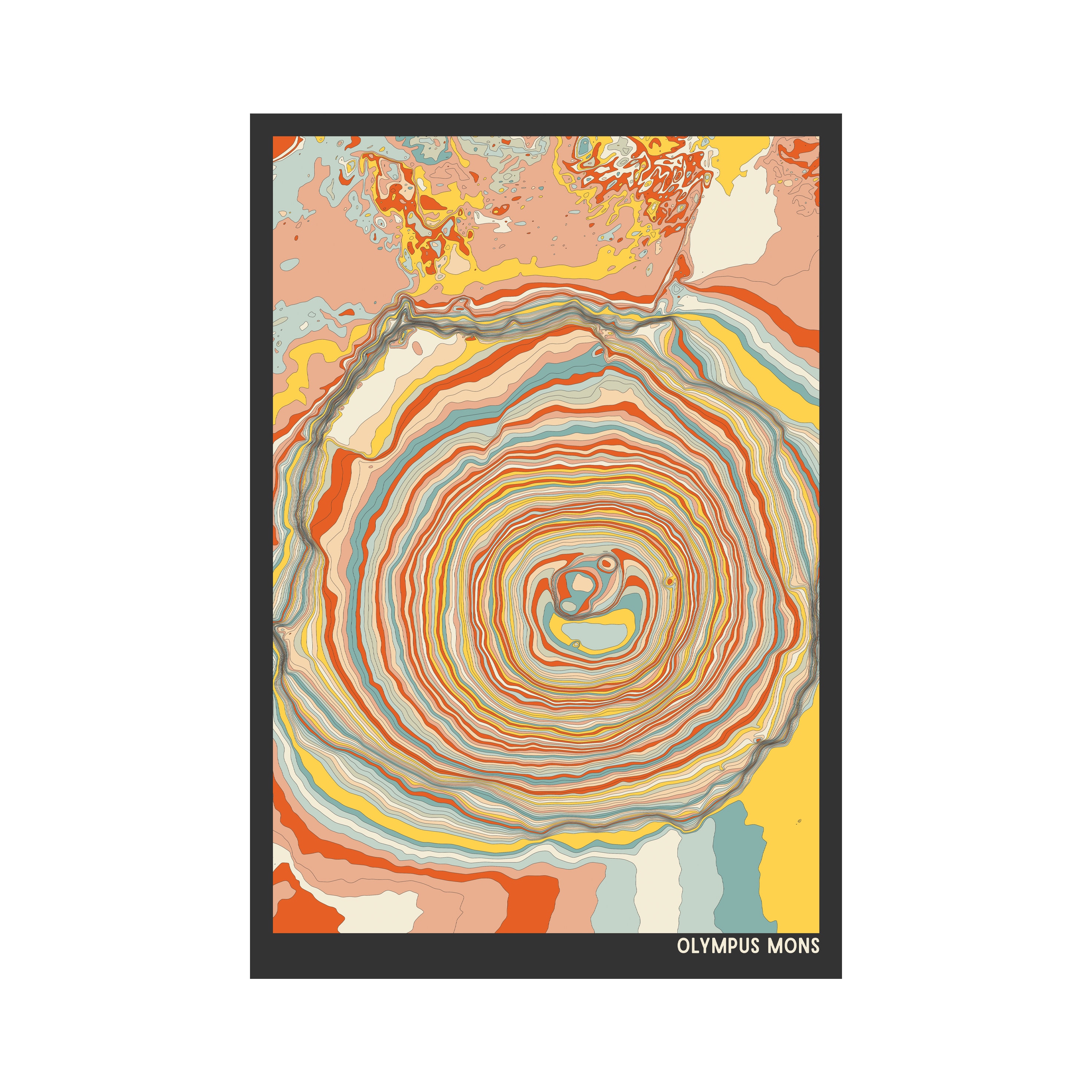 OLYMPUS MONS MAP Mars Topography Largest Planetary - Etsy