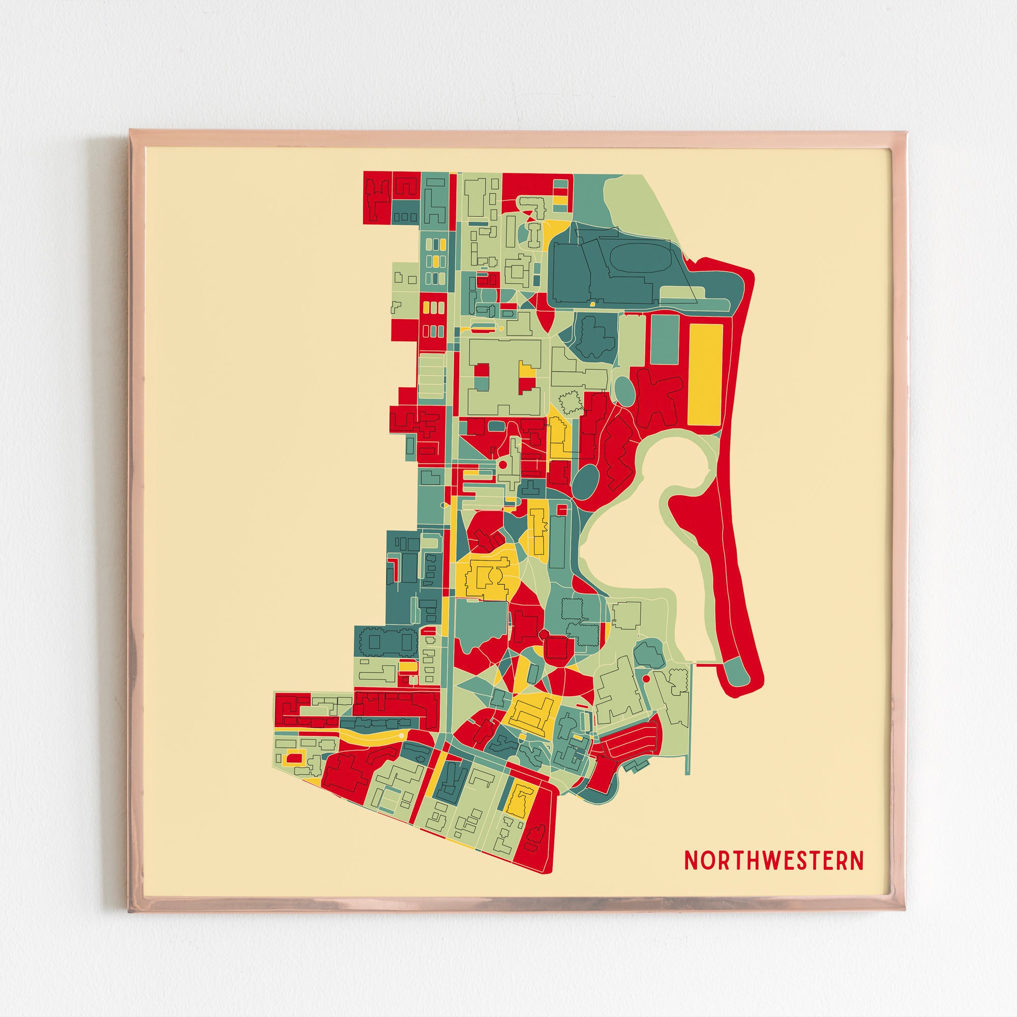 NORTHWESTERN UNIVERSITY - Campus Map - Fine Art Giclée Print - Museum ...