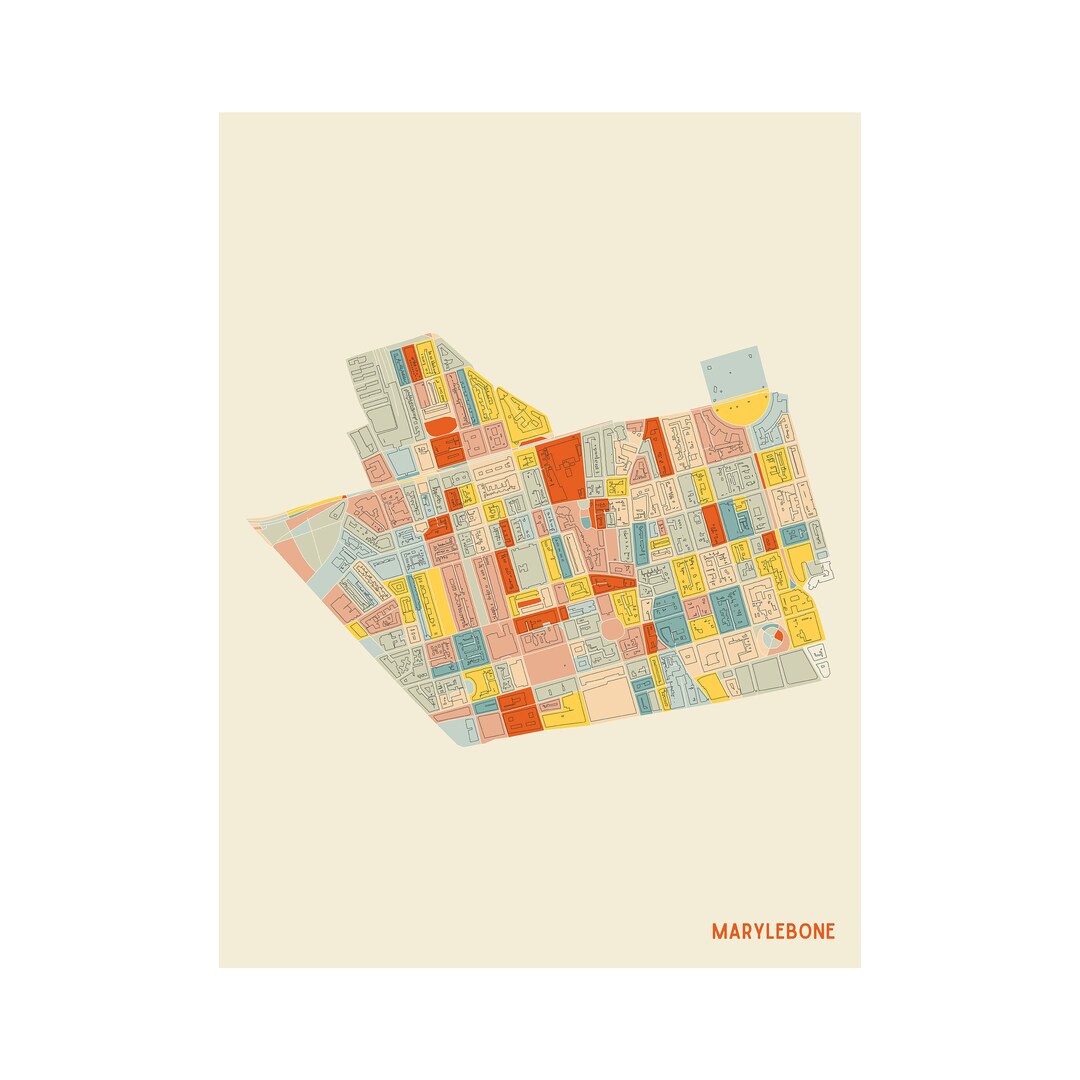 MARYLEBONE - London Neighbourhood Map - Fine Art Giclée Print - Museum ...