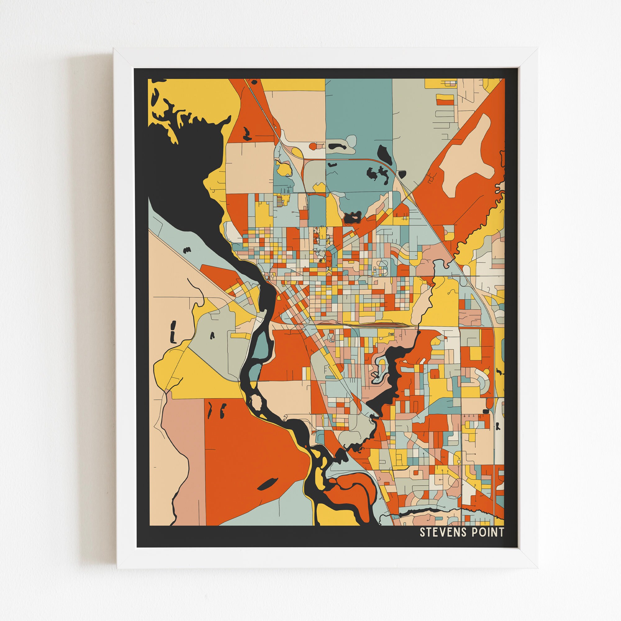 STEVENS POINT WISCONSIN Map Fine Art Giclée Print Museum | Etsy