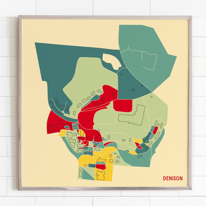 DENISON UNIVERSITY - Campus Map - Fine Art Giclée Print - Museum ...