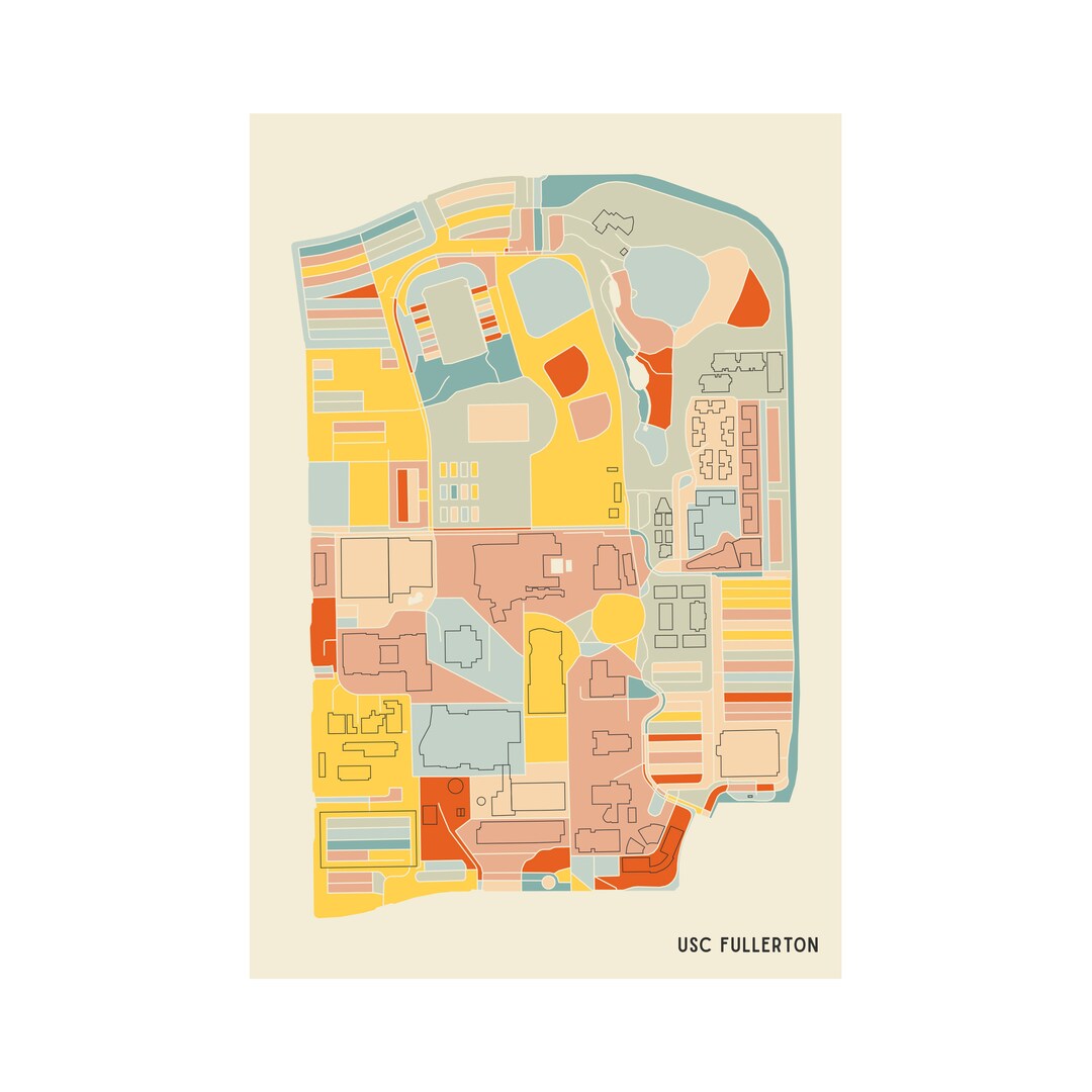 USC FULLERTON Campus Map Fine Art Giclée Print Museum Quality - Etsy