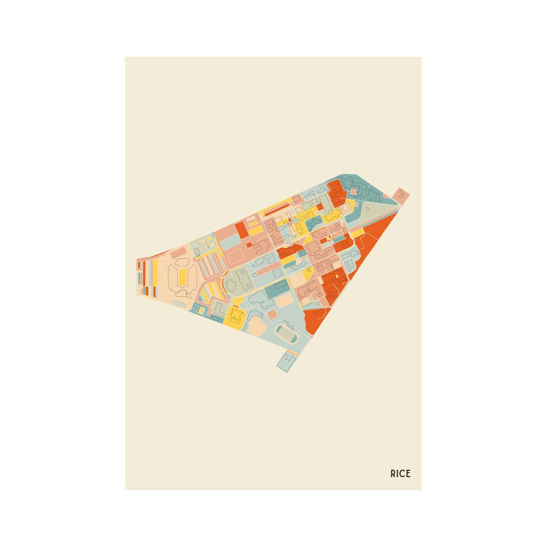 RICE UNIVERSITY Campus Map - Fine Art Giclée Print - Museum Quality - Etsy