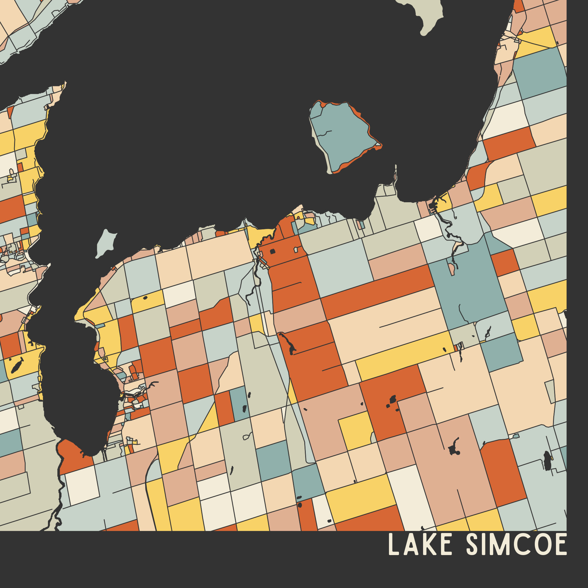LAKE SIMCOE MAP ontario Canada Fine Art Giclée Print - Etsy