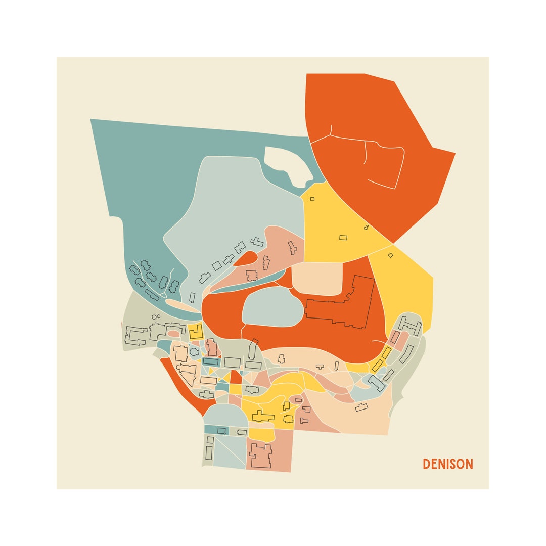 DENISON UNIVERSITY - Campus Map - Fine Art Giclée Print - Museum ...