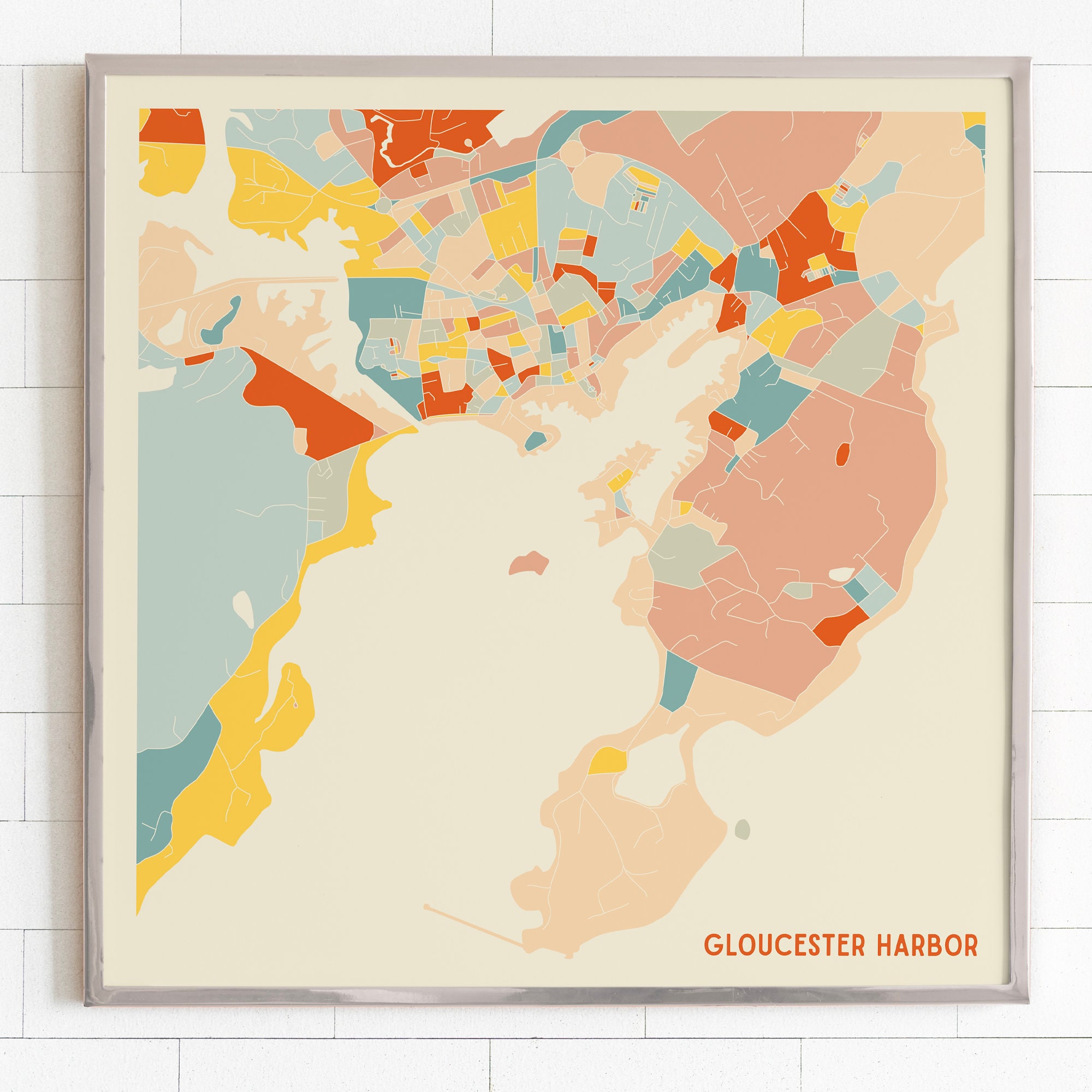 GLOUCESTER HARBOR MASSACHUSETTS Street Map Fine Art | Etsy