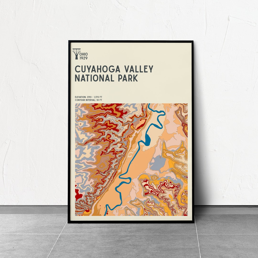 CUYAHOGA VALLEY - National Parks Series - Topographic Contour Map ...