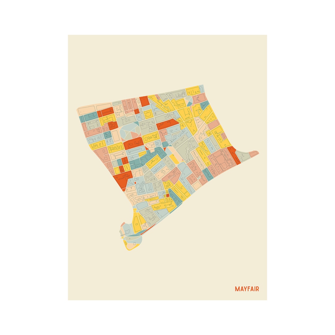 MAYFAIR - London Neighbourhood Map - Fine Art Giclée Print - Museum ...