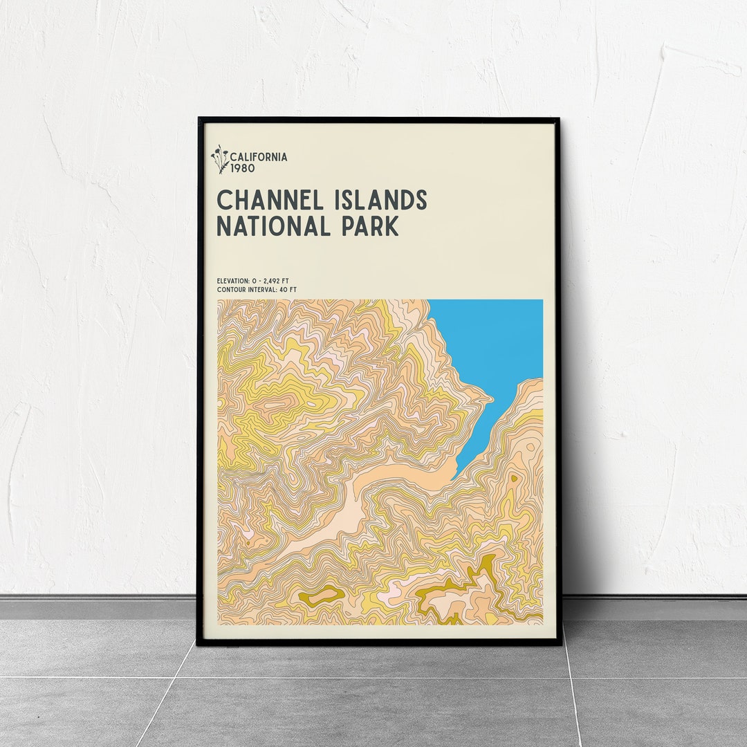 CHANNEL ISLANDS - National Parks Series - Topographic Contour Map ...