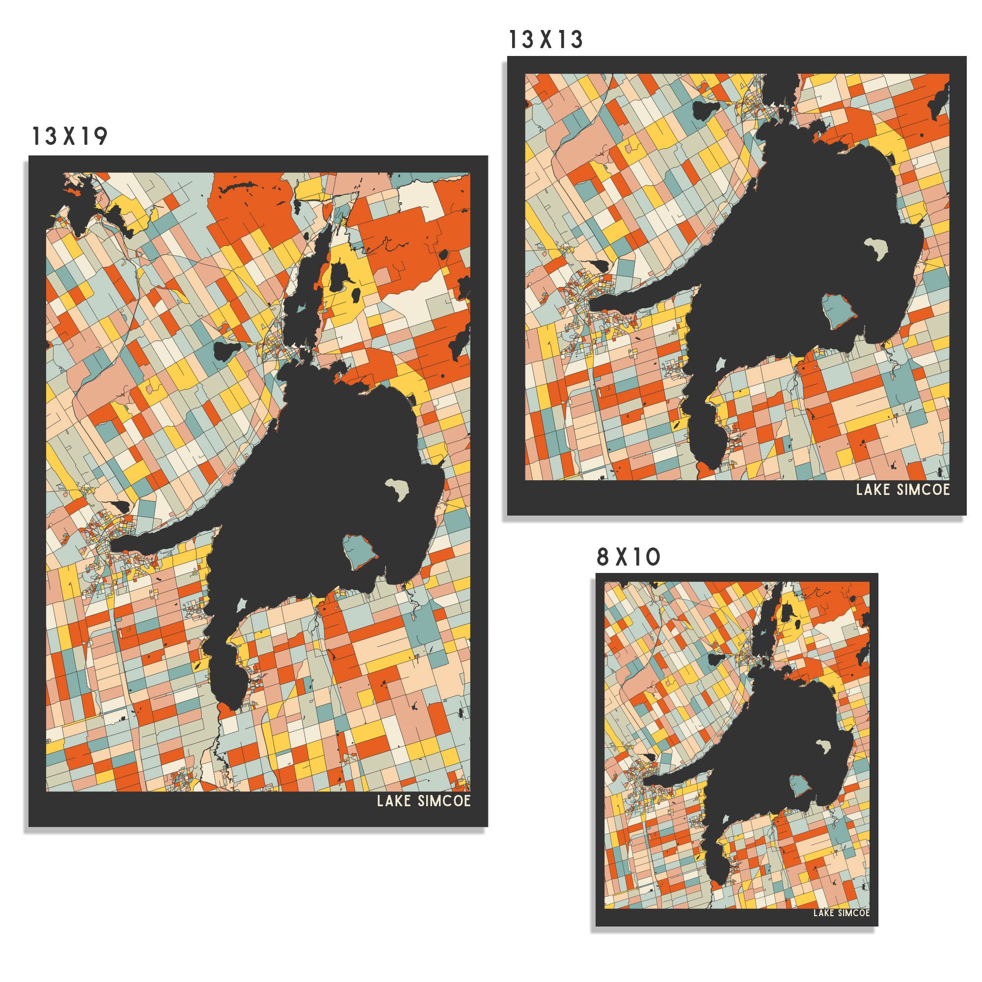 LAKE SIMCOE MAP ontario Canada Fine Art Giclée Print | Etsy