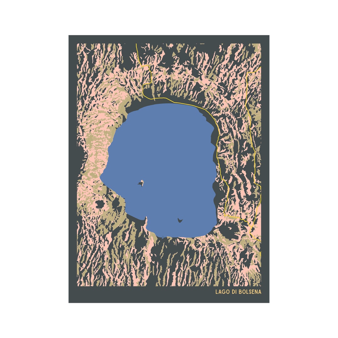 LAKE BOLSENA Lago Di Bolsena Viterbo Italy Lake and Mountain Hillshade ...