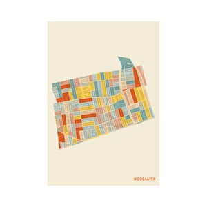 WOODHAVEN, QUEENS NYC Neighborhood Map Fine Art Giclée Print Museum ...
