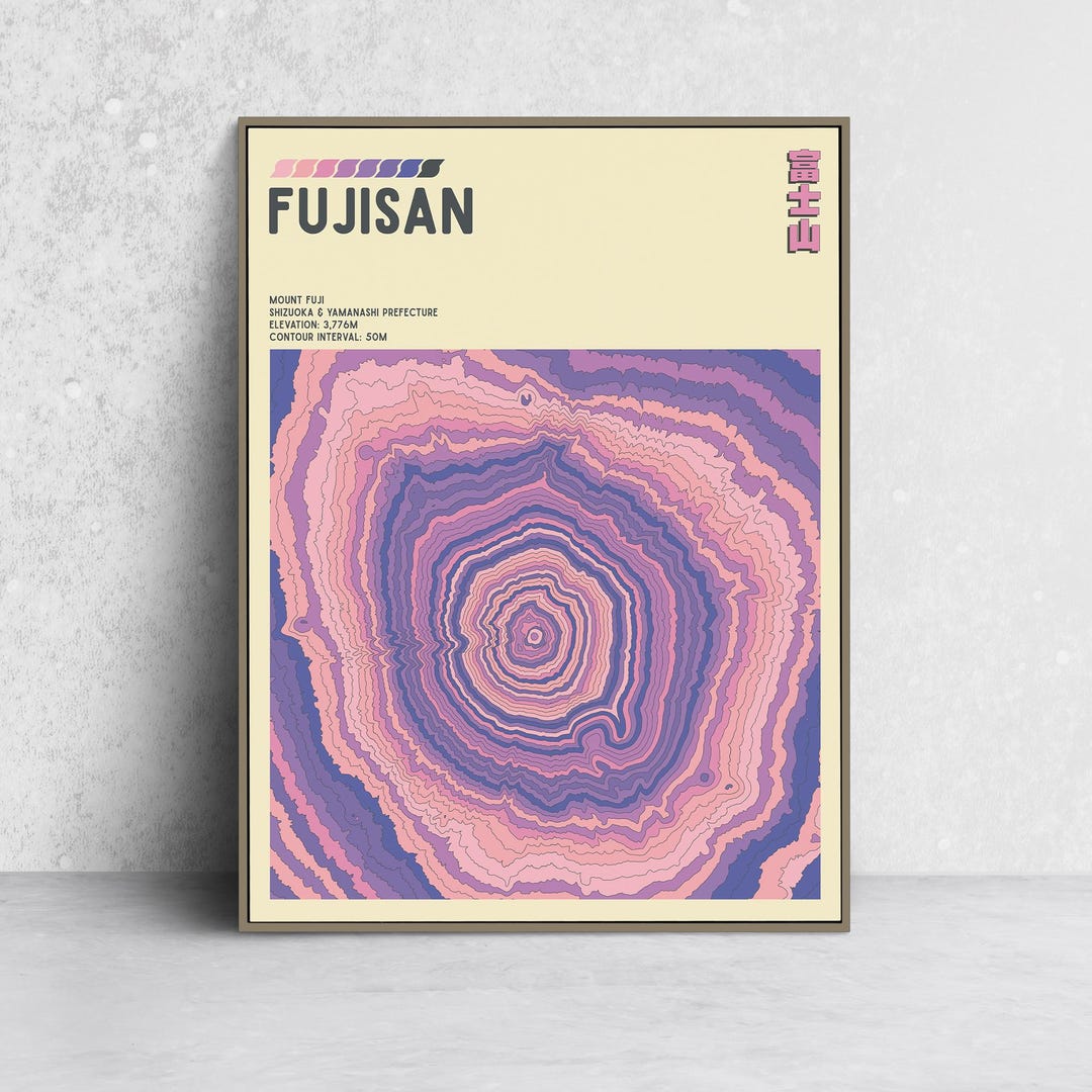 Mount Fuji (fujisan) - Japanese Mountain Series - Topographic Contour ...
