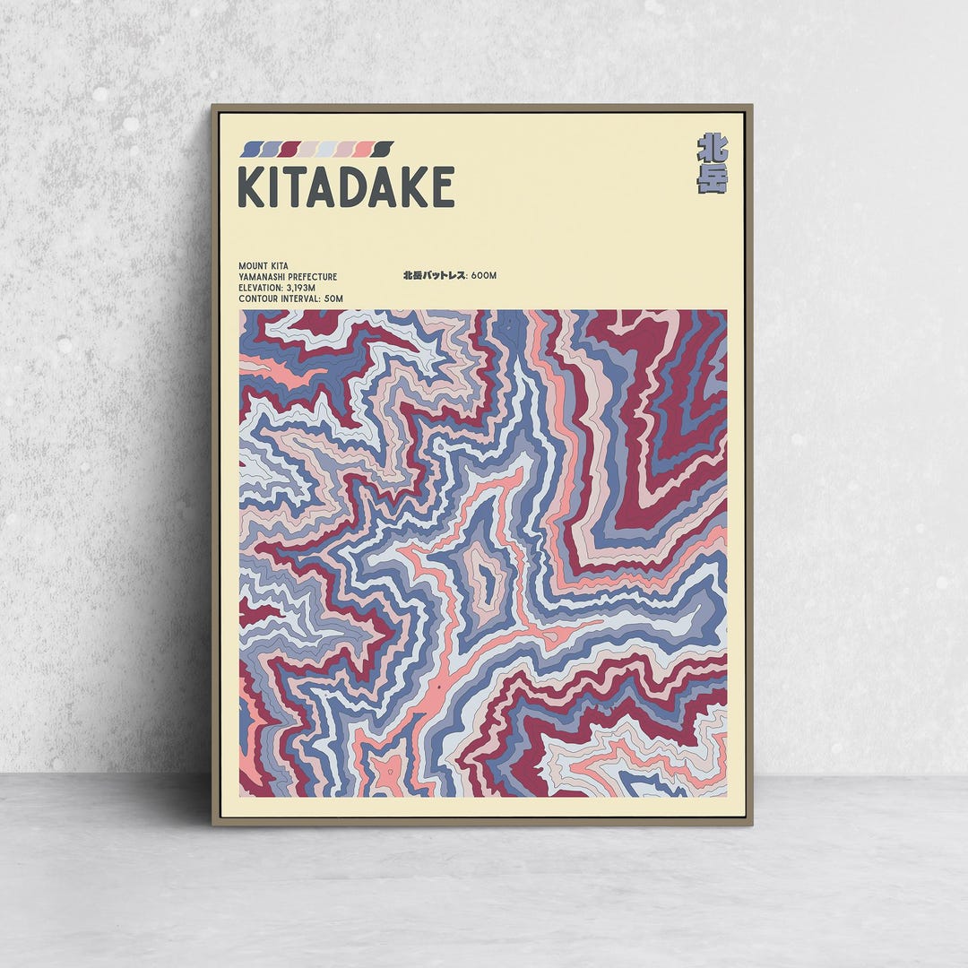 Mount Kita kitadake Japanese Mountain Series Topographic Contour Map ...