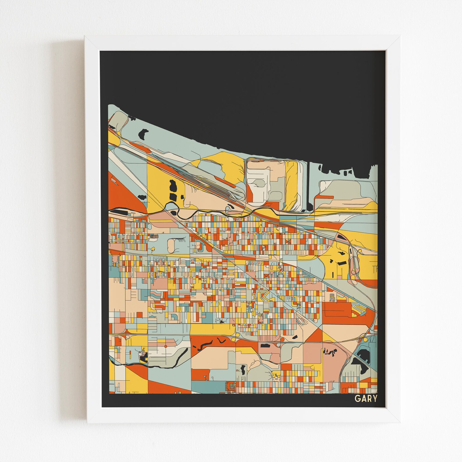 GARY INDIANA MAP Fine Art Giclée Print Museum Quality - Etsy